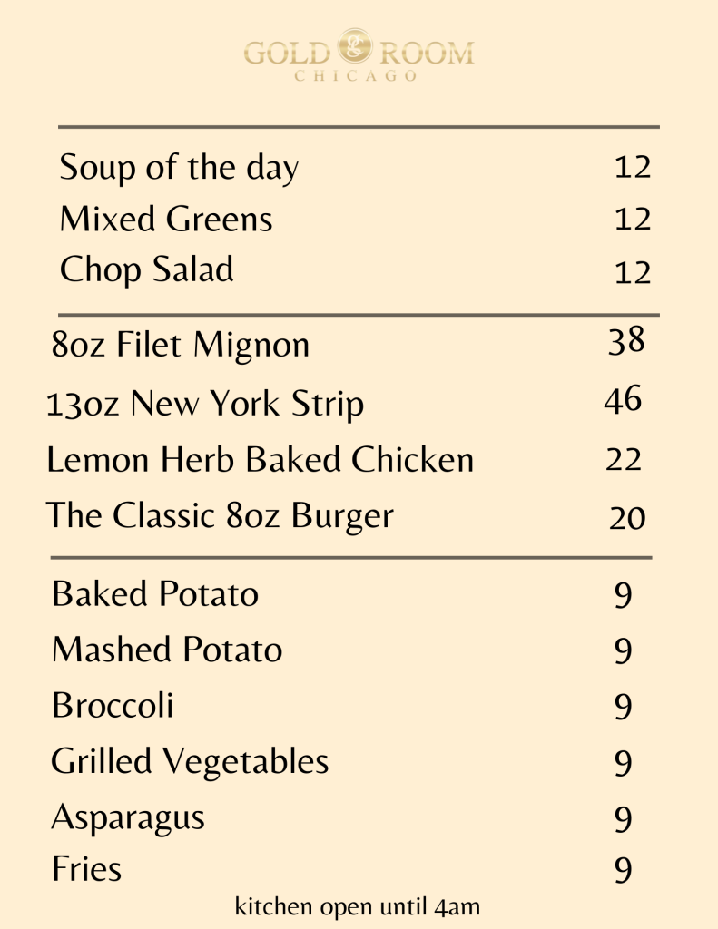 Menu — Gold Room ChicagoGold Room Chicago