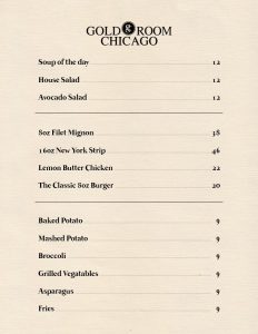 Late night dining — The Gold Room ChicagoGold Room Chicago